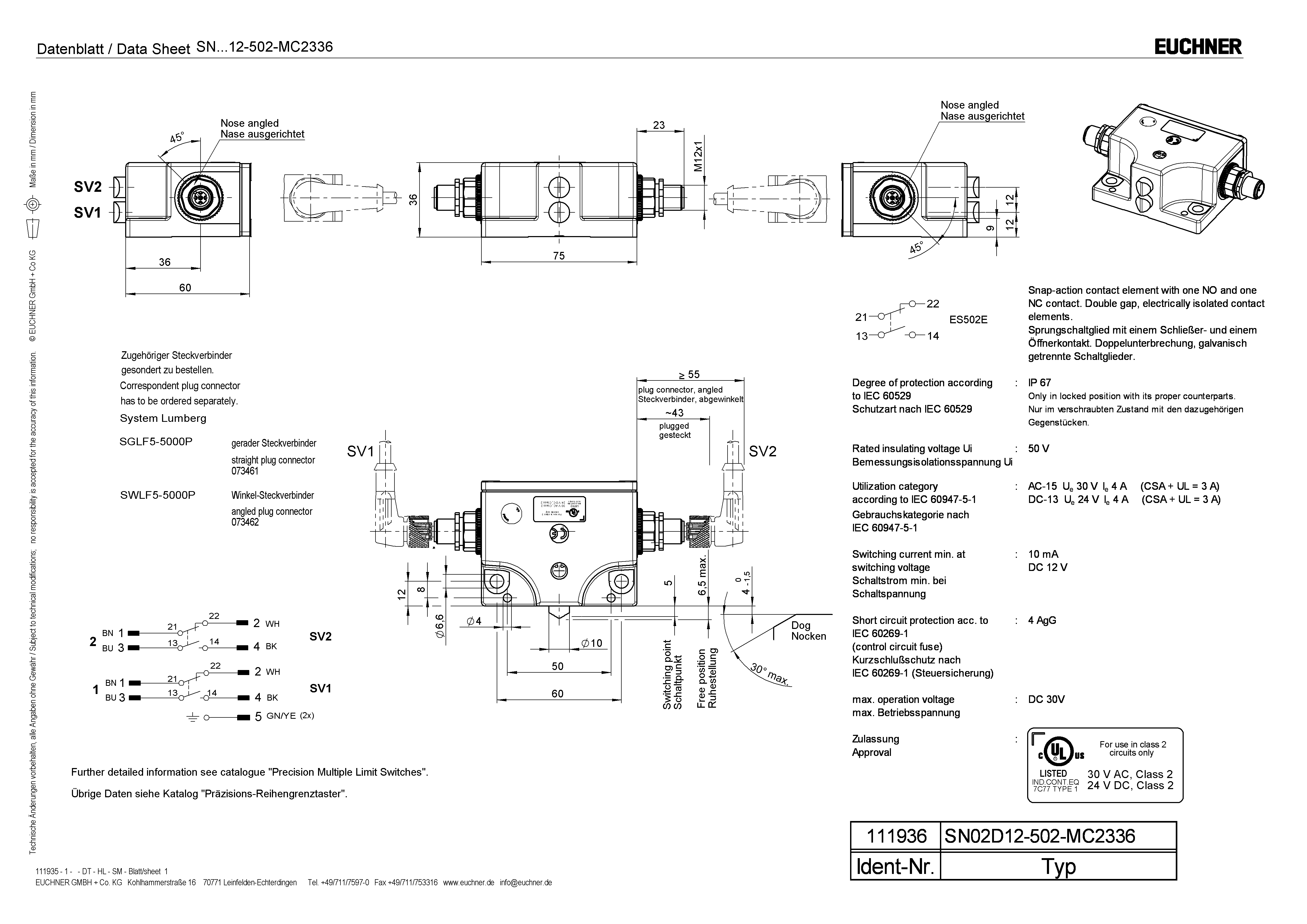 SN02D12-502-MC2336 (Best. Nr. 111936) | EUCHNER