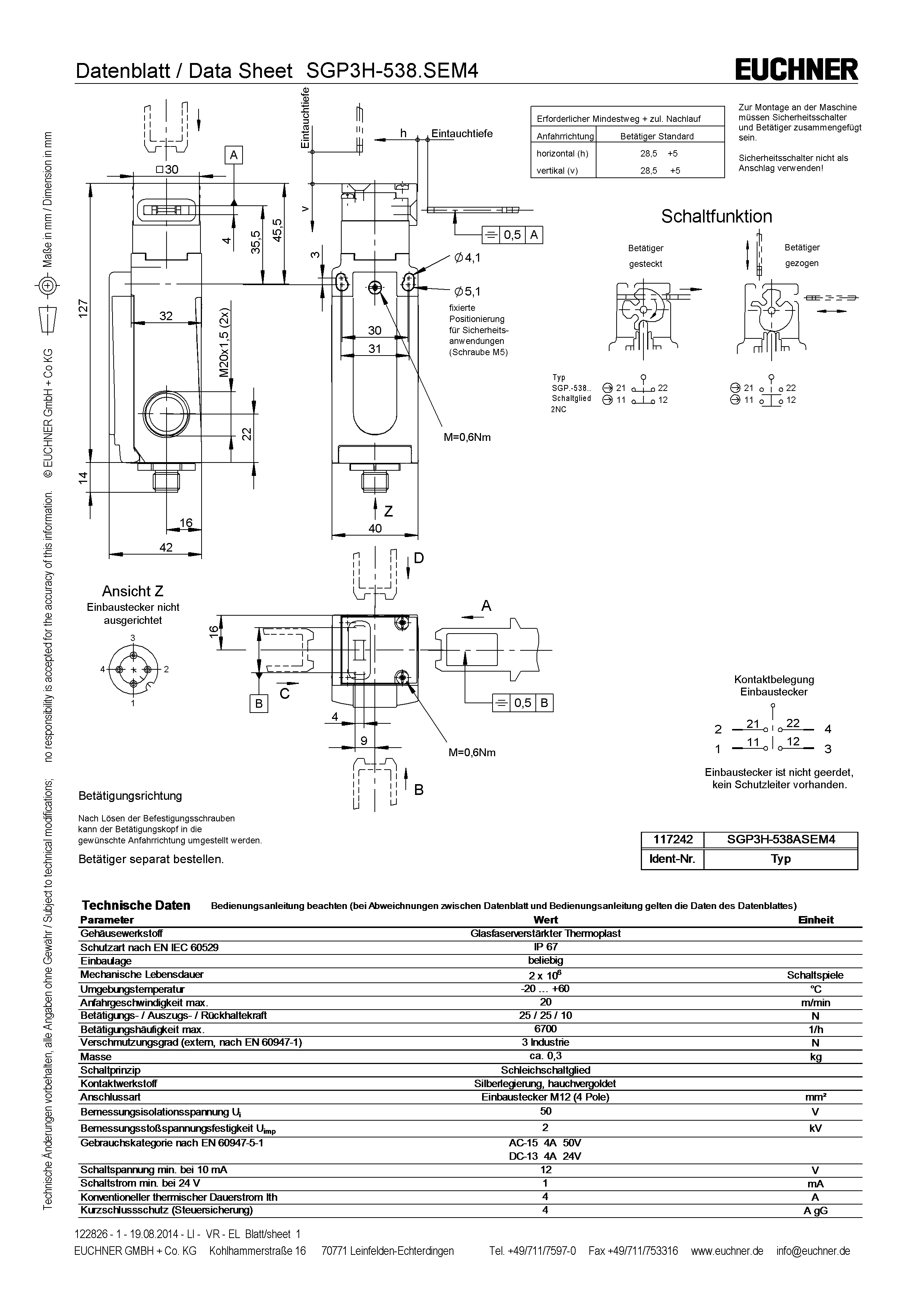 SGP3H-538ASEM4 (Order no. 117242) | EUCHNER