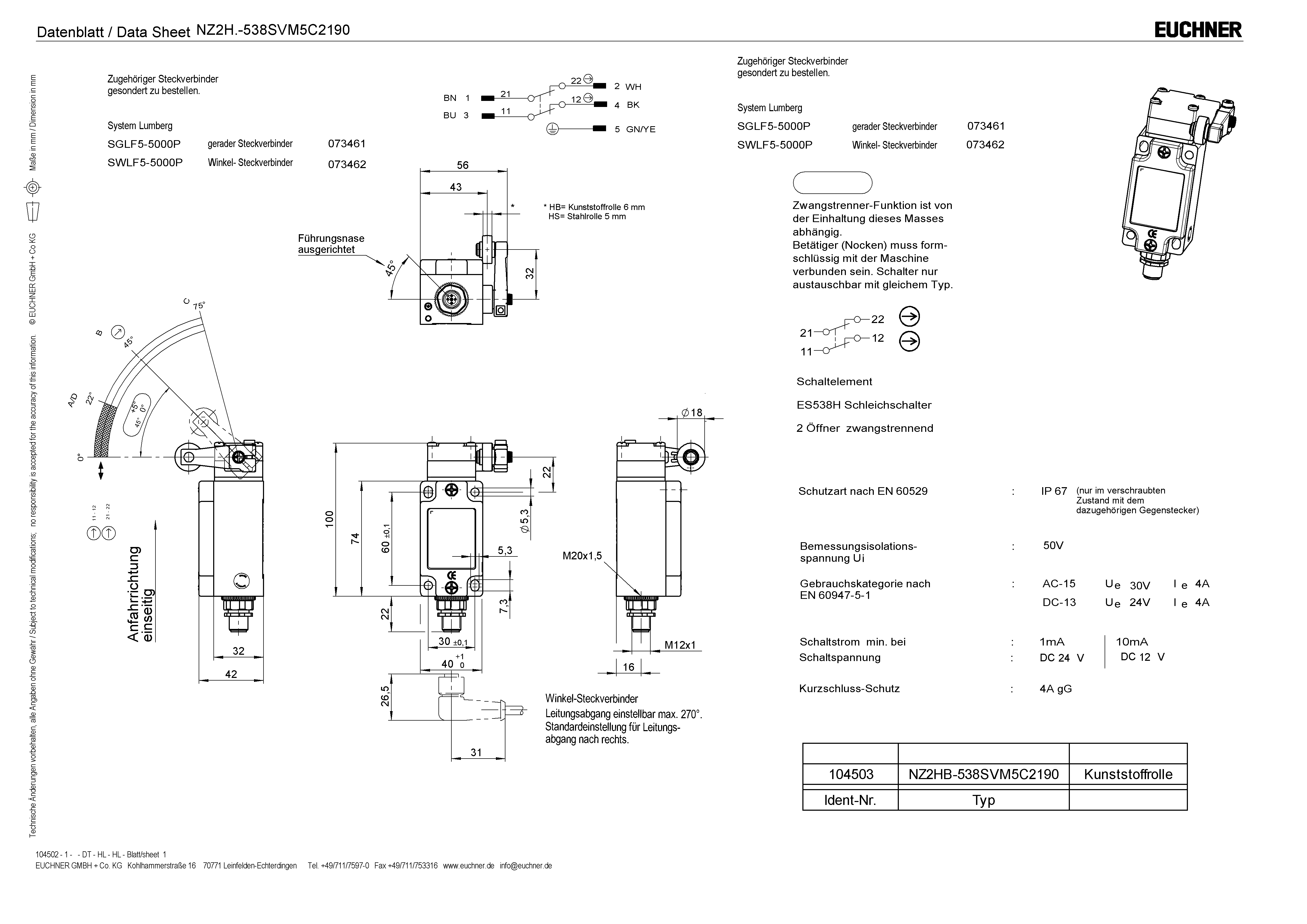 NZ2HB-538SVM5C2190 (Order no. 104503) | EUCHNER